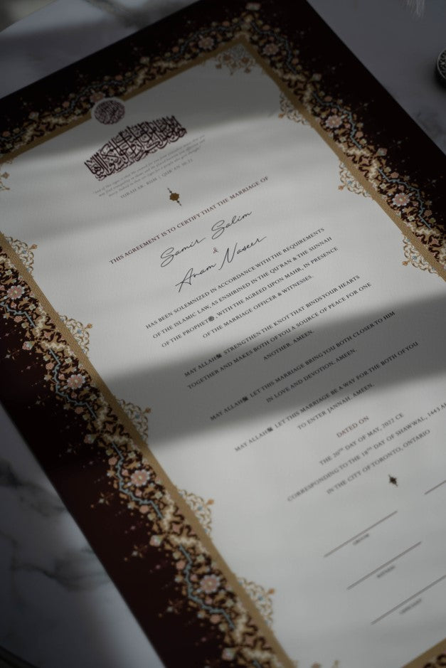 Red Nikkah Certificate | Decorated Muslim Marriage Contract | Nikahnama | Nikkah Ceremony ...